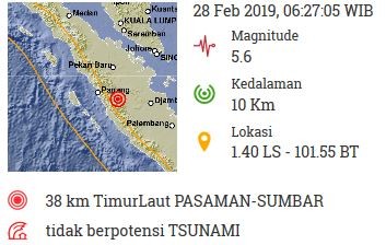 Gempa 5,6 SR di Solok Selatan Bukan di Pasaman, Ini Penjelasan BMKG
