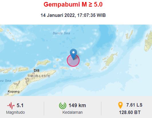 Gempa Terkini M5,7 Guncang Seram Bagian Timur Maluku, Berpusat di Laut