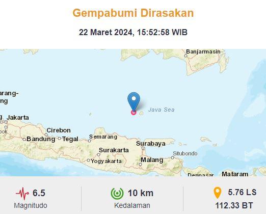 Gempa Tuban M6 5 Terasa Hingga Jakarta Bkmg Akibat Aktivitas Sesar