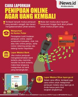 Infografis Cara Melaporkan Penipuan Online Agar Uang Kembali