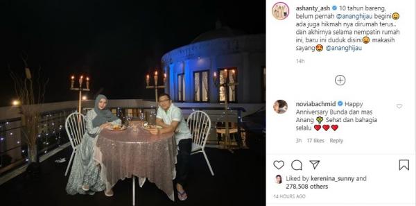 Ashanty dan Anang Rayakan Anniversary Pernikahan dengan Dinner Romantis di Atap Rumah