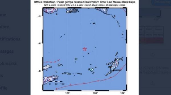 Gempa Bumi Tektonik M5,3 Guncang Kepulauan Tanimbar, Tak Berpotensi Tsunami