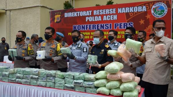 Polda Aceh Gagalkan Penyelundupan 81 Kg Sabu dan 100.000 Pil Ekstasi