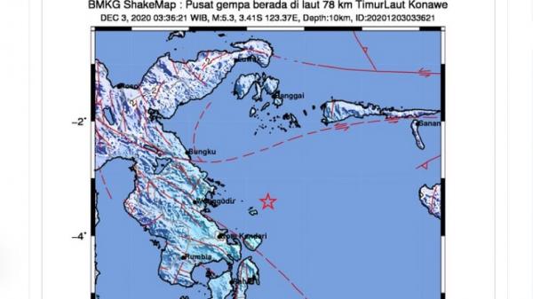 Gempa M5,3 Guncang Kendari, Tidak Berpotensi Tsunami