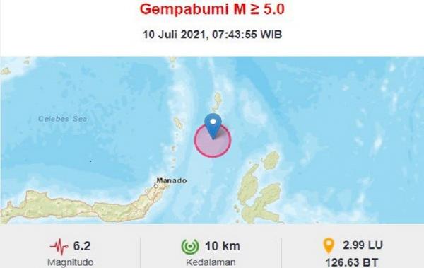 Gempa Terkini M6,2 Guncang Melonguane Sulut, BMKG: Tak Berpotensi Tsunami