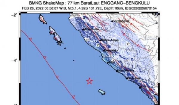 Gempa M5,1 Guncang Enggano Pulau Terluar Bengkulu, Ini Penjelasan BMKG
