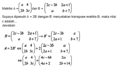 7 Contoh Soal Matriks dan Pembahasan Jawabannya Kelas 11 SMA - Bagian 3