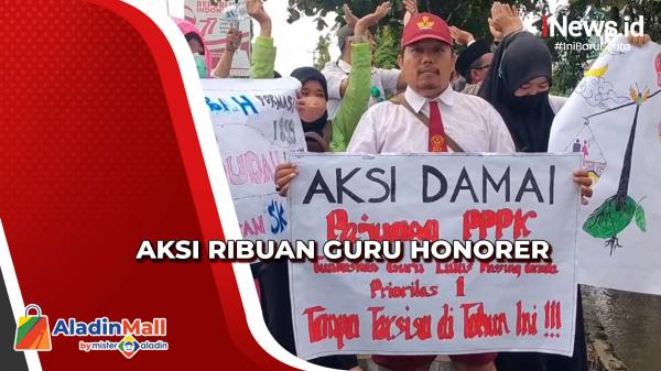 Ribuan Guru Honorer Indramayu Unjuk Rasa Di Depan Kantor Bupati Tuntut