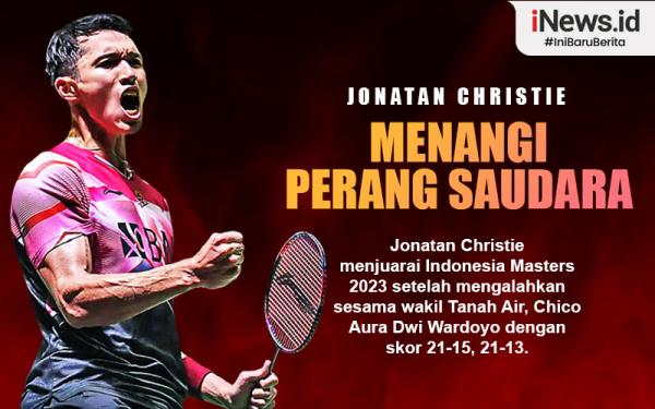 Infografis Jonatan Christie Juara Indonesia Masters 2023 usai Menangi Perang Saudara