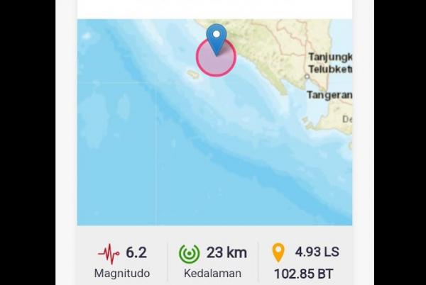 Gempa Magnitudo 6,2 Guncang Bengkulu Selatan, Dirasakan di 3 Provinsi