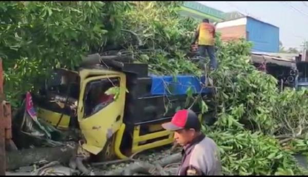 Kecelakaan di Sidoarjo, Truk Pasir Tabrak Bengkel dan Pohon hingga Tumbang Kecelakaan di Sidoarjo, Truk Pasir Tabrak Bengkel dan Pohon hingga Tumbang