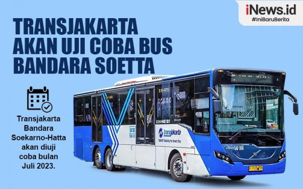 Infografis Transjakarta Uji Coba Bus Bandara Soetta Awal Juli 2023