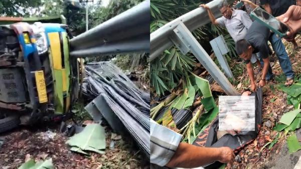 Kecelakaan di Sukabumi Hari Ini, Truk Tabrak Pembatas Jalan, Sopir Tewas