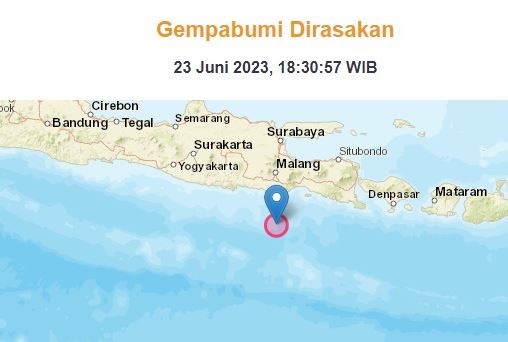 Gempa Malang Hari Ini M 4,8 di Laut Dirasakan hingga Trenggalek dan Lumajang