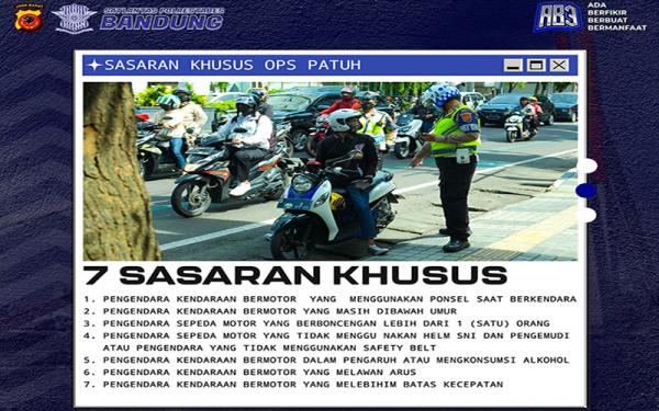 Hari Ini Operasi Patuh Lodaya 2023 Dimulai di Jawa Barat, Polisi Tindak 7 Pelanggaran