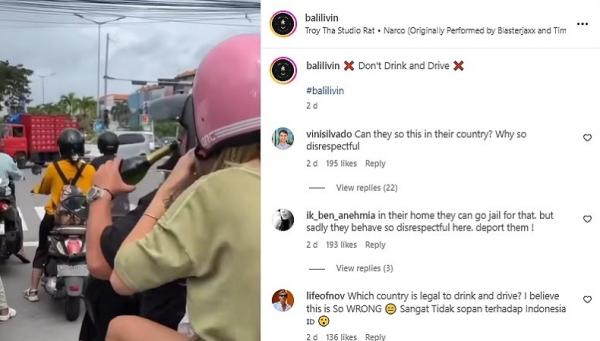 Viral Bule di Bali Berboncengan Motor Minum Wine saat Tunggu Lampu Merah