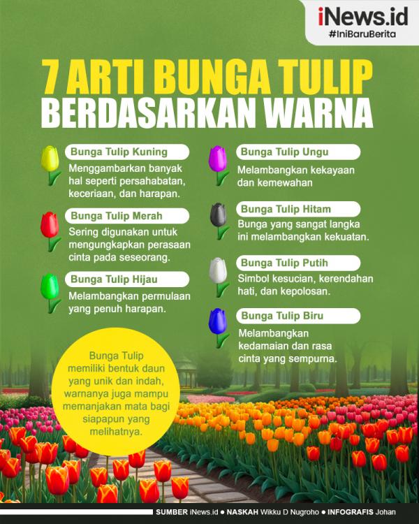 Infografis 7 Arti Bunga Tulip Berdasarkan Warna