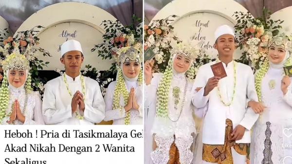 Viral Pria di Tasikmalaya Nikahi 2 Wanita Sekaligus, Netizen: Suaminya Full Senyum