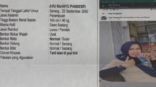 Viral Gadis Cantik Ayu Rahayu Hilang Misterius di Serang Banten, Ini Ciri-cirinya