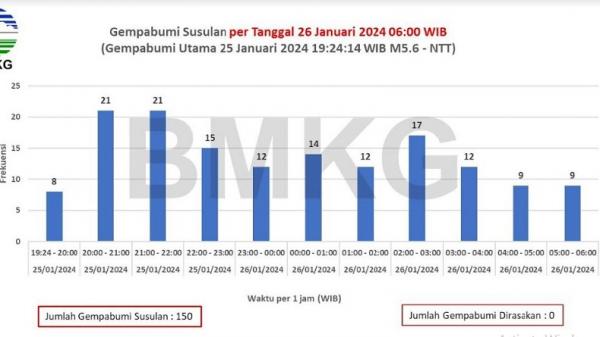 BMKG Catat 150 Kali Gempa Susulan di Laut Flores NTT sejak Malam hingga Pagi