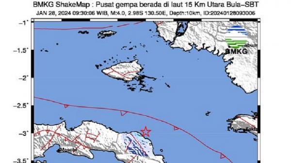 Gempa Terkini M4,0 Guncang Bula Maluku, Tidak Berpotensi Tsunami