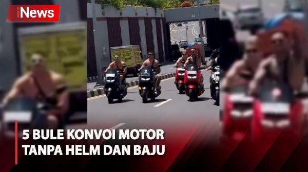 Tanpa Helm dan Baju, 5 Bule Konvoi Motor dan Ugal-ugalan di Jalanan Bali