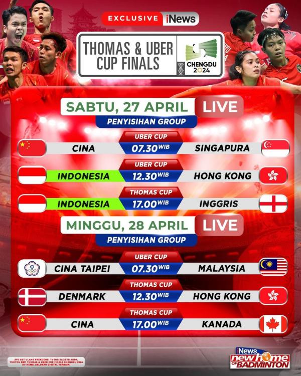 Besok Tim Thomas dan Uber Indonesia Bertanding, Jangan Lewatkan Aksi Terbaik Wakil Merah Putih ...