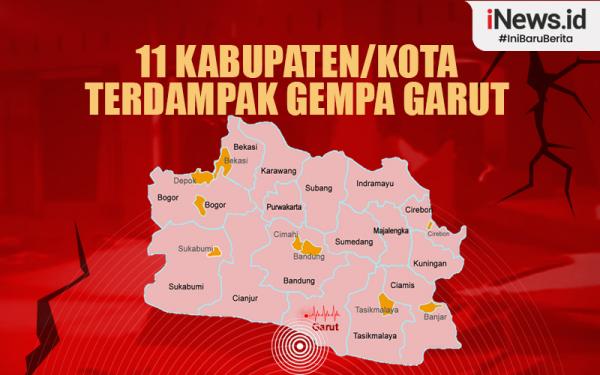 Infografis 11 Kabupaten/Kota di Jawa Barat Terdampak Gempa Garut M 6,5
