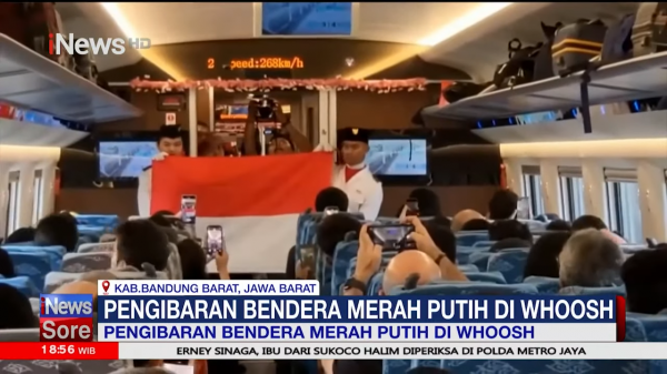 Pengibaran Bendera Merah Putih di Whoosh