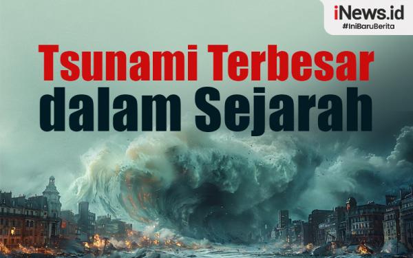 Infografis Tsunami Terbesar dalam Sejarah, Tinggi Gelombang hingga 524 Meter