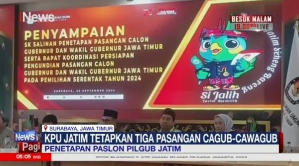 Video KPU Jatim Tetapkan Tiga Pasangan Cagub-Cawagub