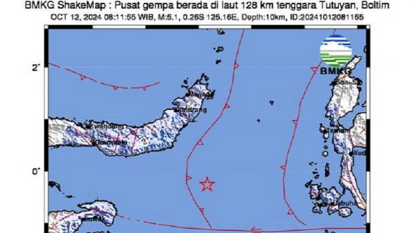 Gempa Hari Ini Magnitudo 5,1 Guncang Boltim, Terasa hingga Minahasa Tenggara