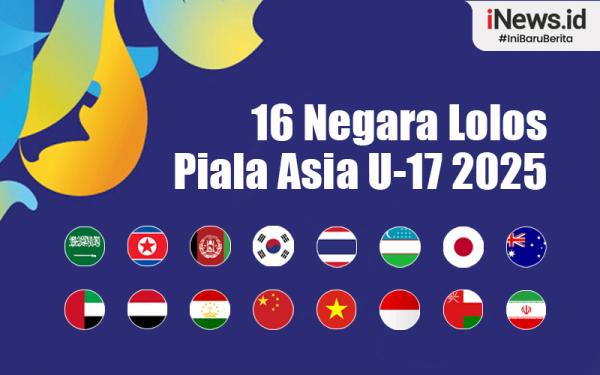 Infografis Daftar 16 Tim Lolos Piala Asia U-17 2025