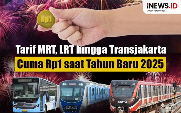 Infografis Tarif MRT, LRT hingga Transjakarta Cuma Rp1 saat Tahun Baru 2025