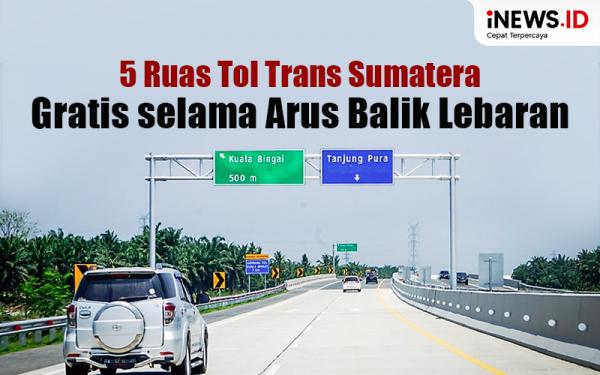 Infografis 5 Ruas Tol Trans Sumatera Gratis selama Arus Balik Lebaran 2025