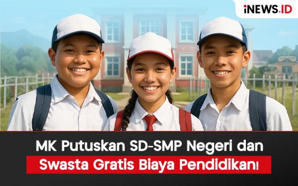 Infografis MK Putuskan SD-SMP Negeri dan Swasta Gratis