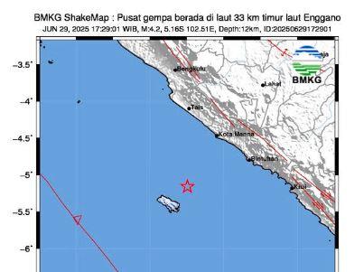 Gempa Terkini 2 Menit yang Lalu Guncang Enggano Bengkulu, Cek Kekuatannya