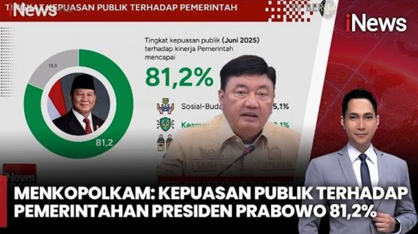 Menko Polkam: Kepuasan Publik ke Pemerintahan Prabowo 81,2 Persen