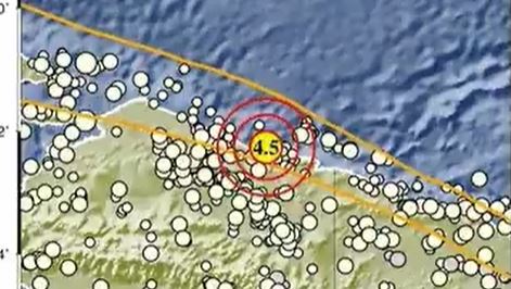 Pusat Gempa Terkini 2 Menit yang Lalu Magnitudo 4,5 Guncang Sarmi Papua
