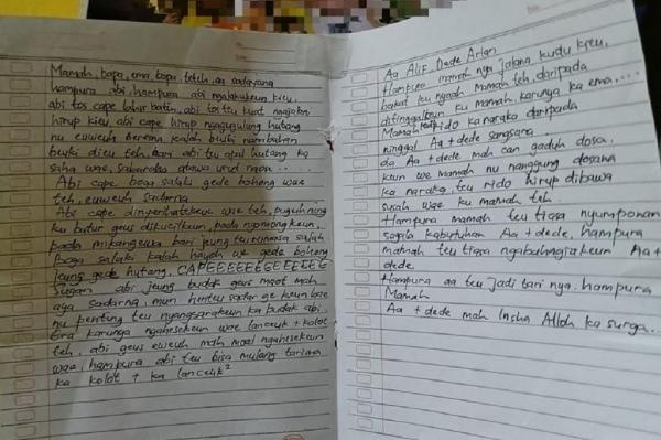 Bikin Sedih! Isi Surat Wasiat Ibu di Banjaran Bandung sebelum Tewas ...