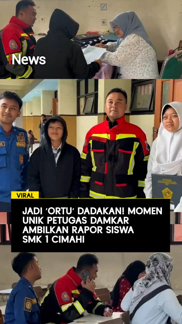 Jadi Ortu Dadakan Momen Unik Petugas Damkar Ambilkan Rapor Siswa SMK 1 ...
