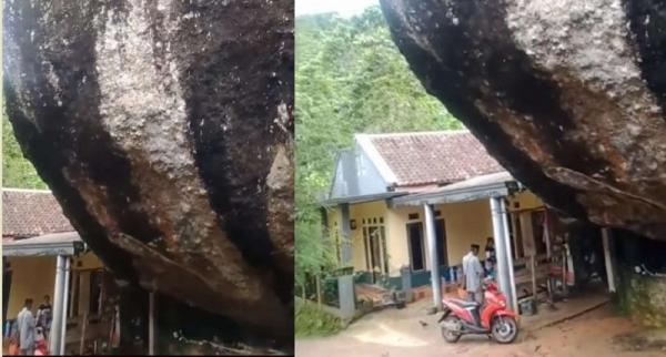 Rumah Warga Diapit Batu Raksasa yang Menakutkan, Pemandangan Unik pada ...