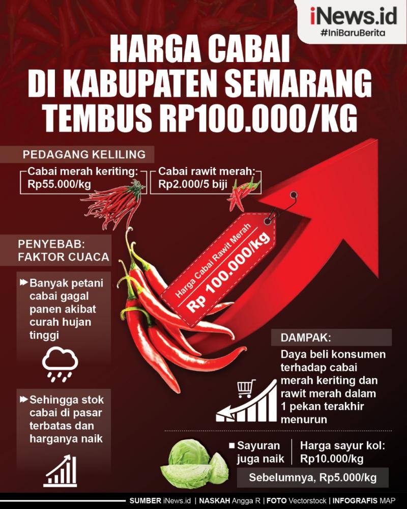 Infografis Harga Cabai di Kabupaten Semarang Tembus Rp100.000 per Kg - News+ on RCTI+