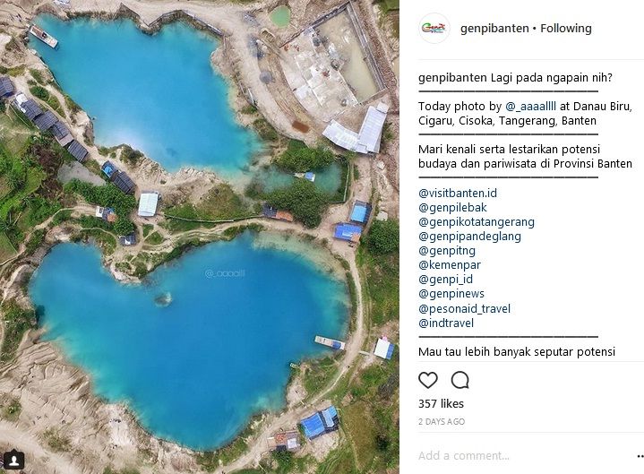 Berbentuk Love, Danau Biru Cisoka Banten Mirip seperti di Papua