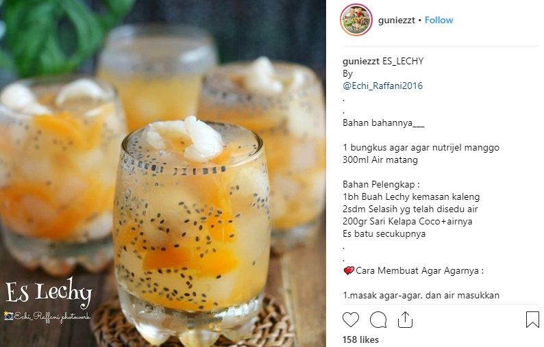 Segarnya Menyantap Es Leci, Lebih Enak Pakai Agar-Agar Mangga