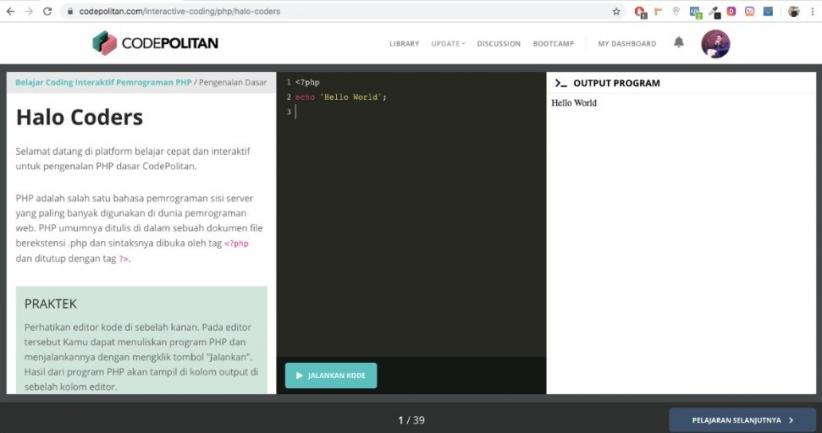 CODEPOLITAN, Website Belajar Coding Online dengan Alur Belajar Terarah