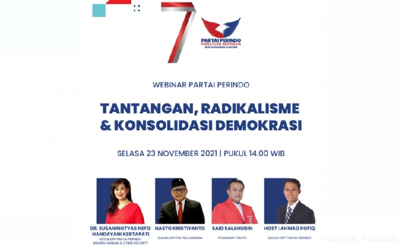 4 Hari Lagi Partai Perindo Gelar Webinar Tantangan, Radikalisme, dan Konsolidasi Demokrasi ...