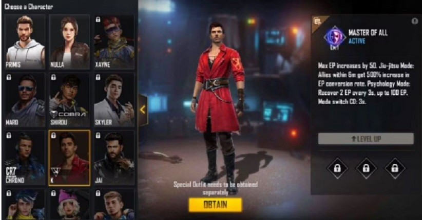 5 Karakter Free Fire Terbaik untuk Bantu Naik Level dengan Cepat