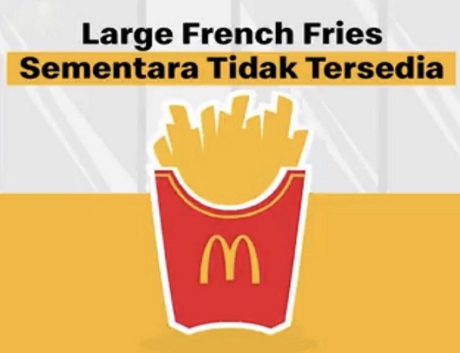Kekurangan Pasokan Kentang Impor, McDonald's Hapus Menu Large French Fries