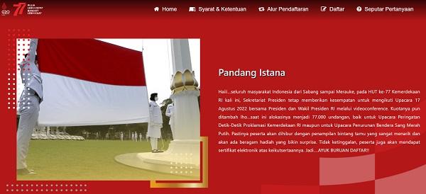 Cara Daftar Upacara 17 Agustus di Istana Negara Lewat pandang.istanapresiden.go.id dan Syaratnya